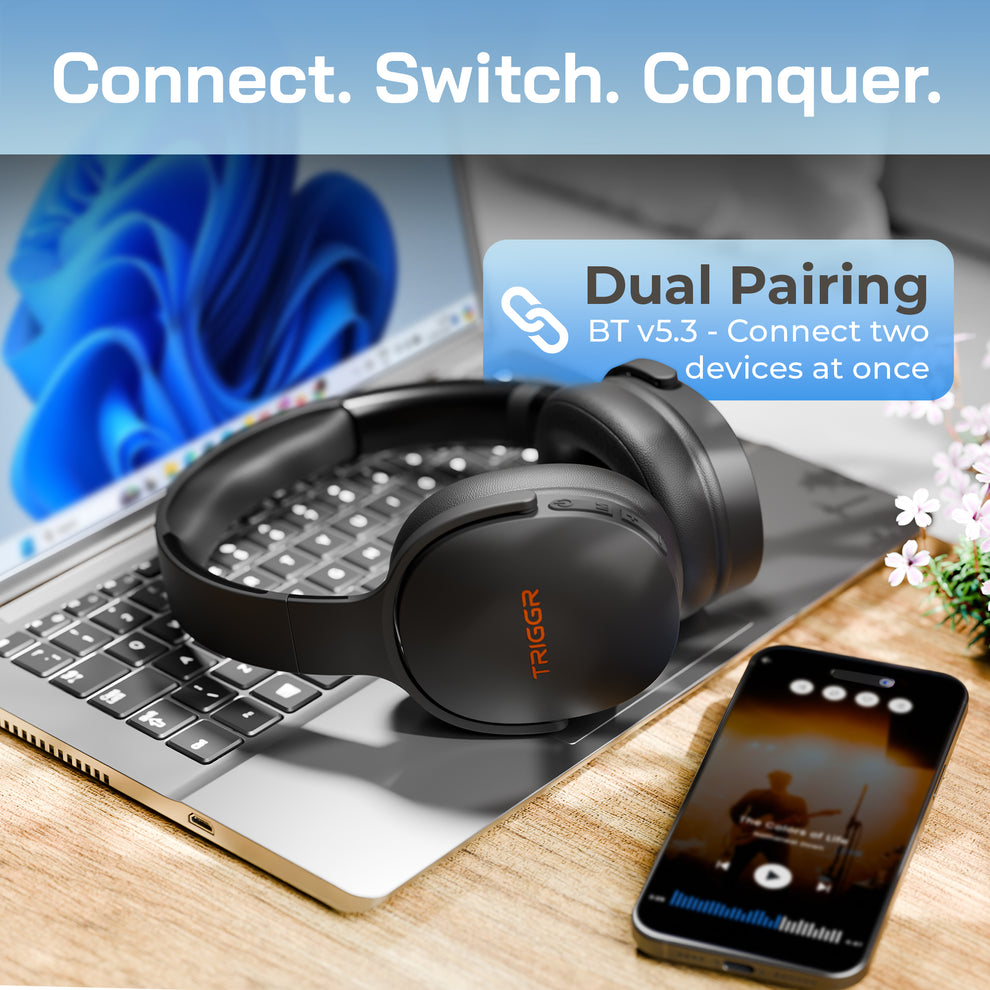 TRIGGR Trinity 2 with Dual Pairing, 40mm Drivers, Fast Charging, 50H B