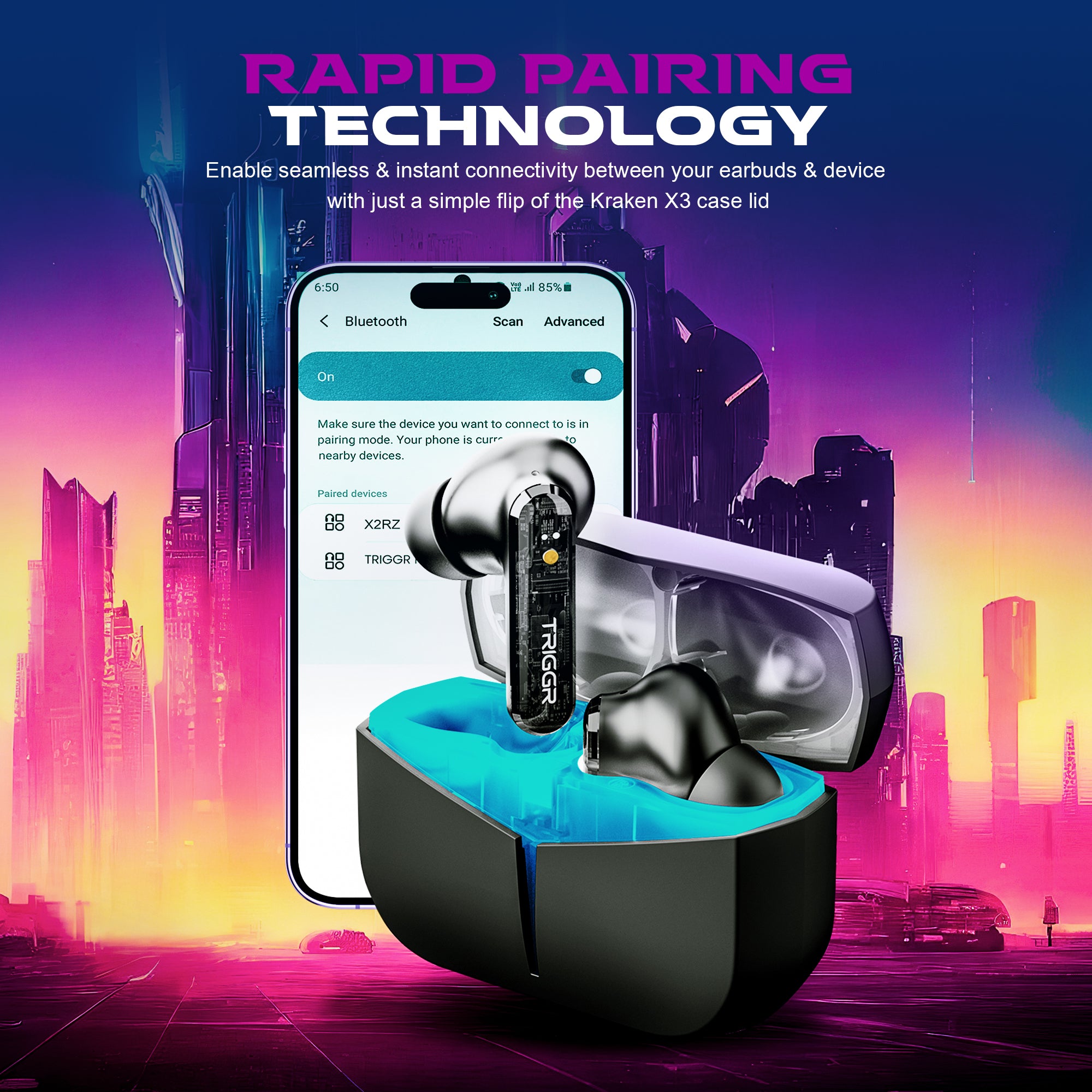 TRIGGR Kraken X3 with RGB Lights, 40ms Latency, Quad ENC, Rapid Pair,